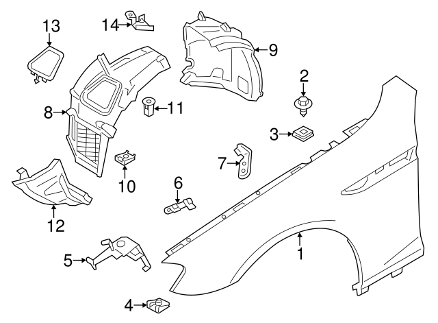 2012-2019 BMW Fender Liner 51-71-8-050-544 | BMWPartsDirect.com