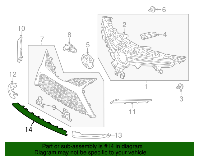 53122-06040 - Grille Molding 2018-2020 Toyota Camry | AutoNation Parts