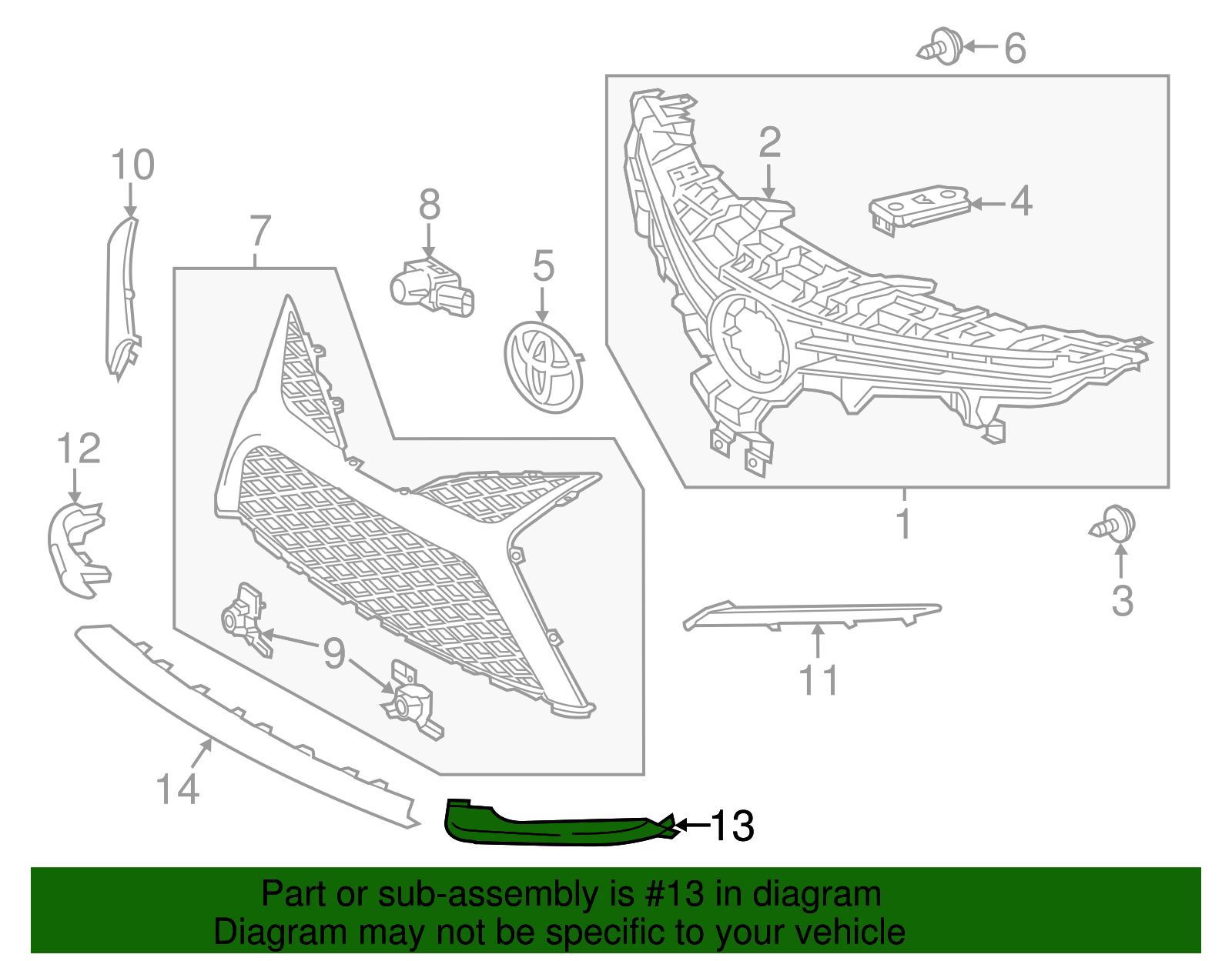 2021-2024 Toyota Camry Grille Molding - DRIVERS SIDE 53124-06250 ...