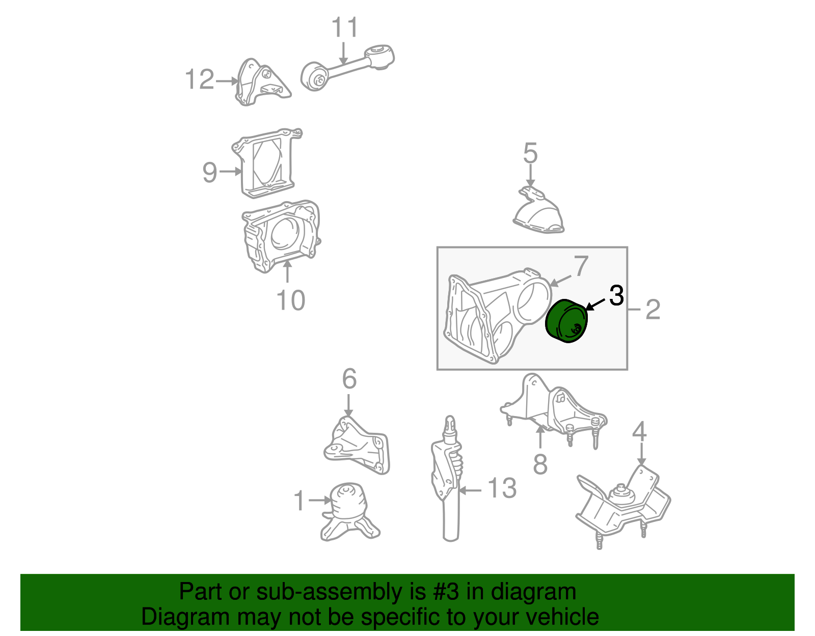 2000-2004 Toyota Avalon Rear Mount 12371-0A030 | Toyota Parts Center