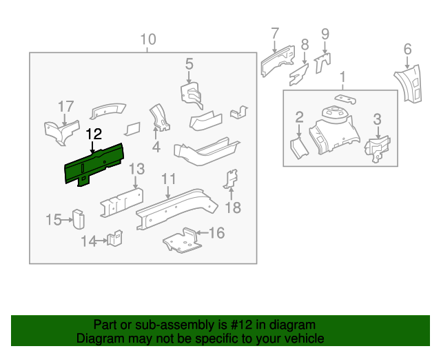 2007-2017 GM Driver Side Front Engine Compartment Outer Rail 22877784 ...