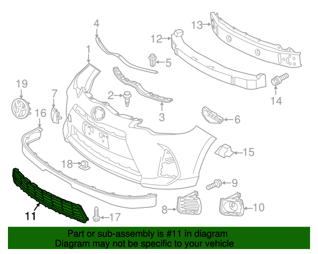 Toyota Lower Grille Part# 5311252490 | Toyota Of Colorado Springs Parts