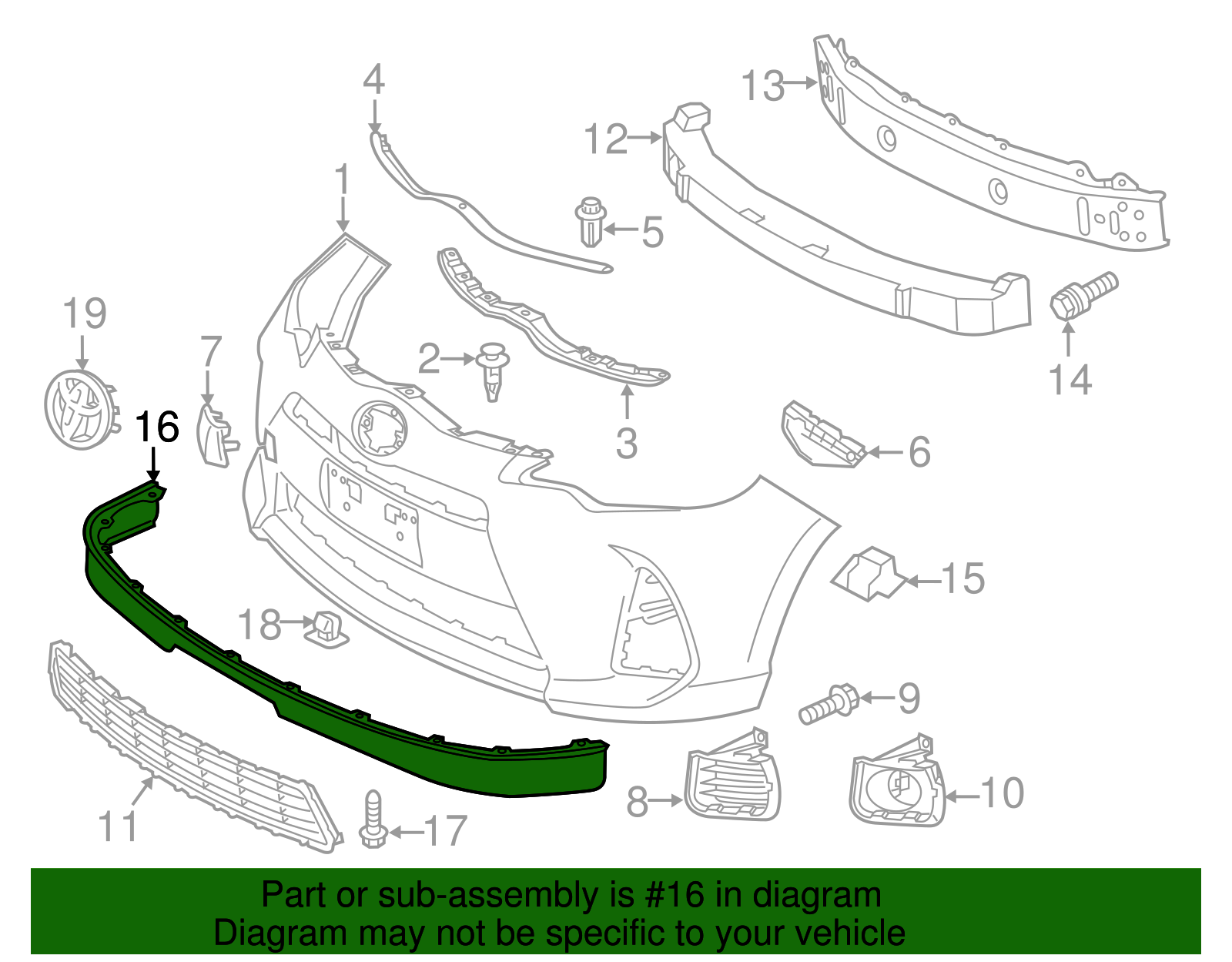 2015-2016 Toyota Prius C Spoiler 76851-52240 | Toyota Parts Center
