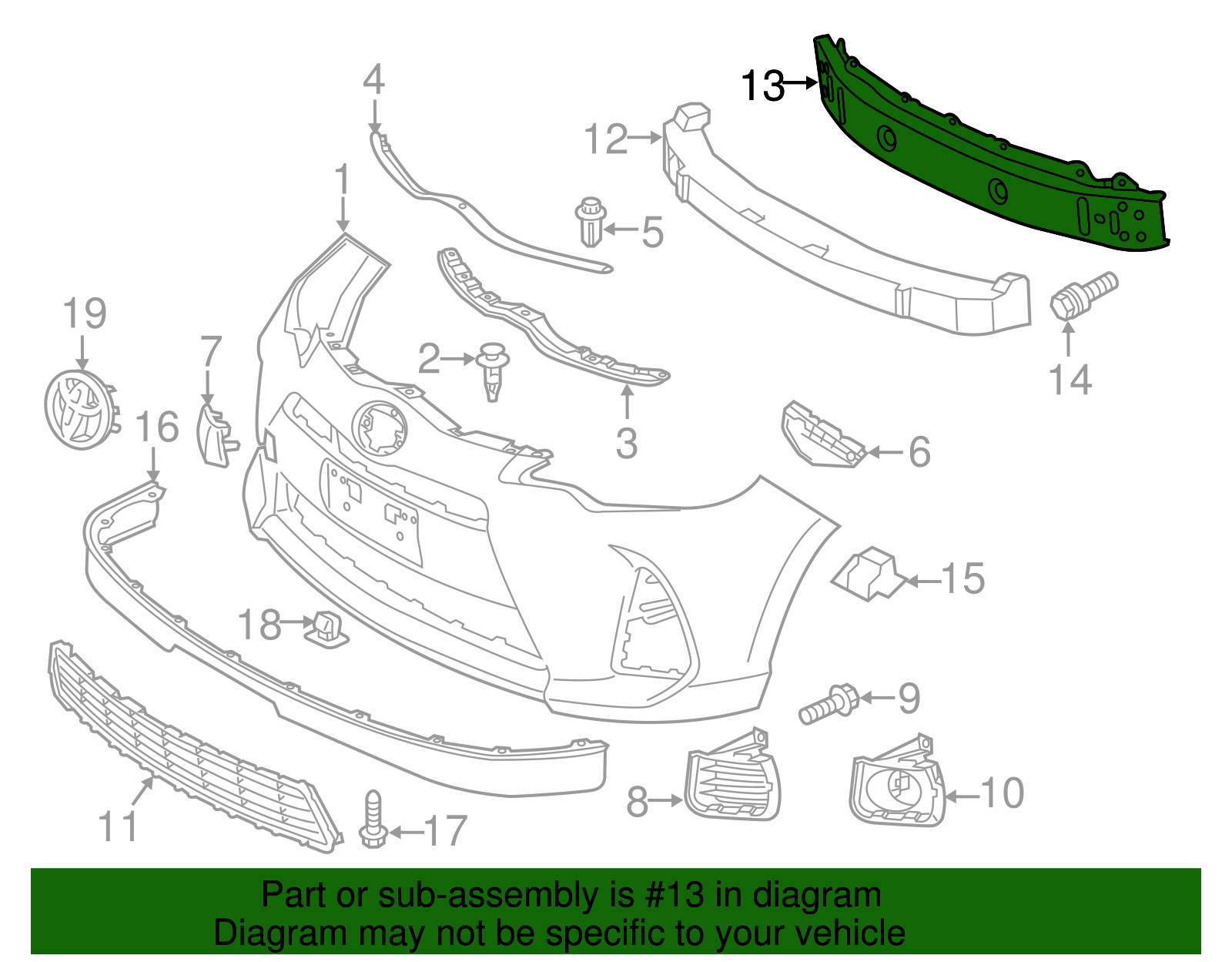 2007-2015 Toyota Impact Bar 52131-52280 | Toyota Parts Center