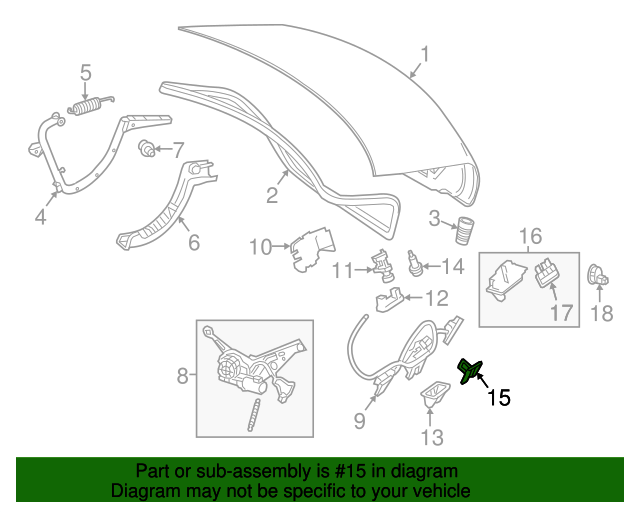 222-758-00-01 - Deck Lid Striker 2014-2023 Mercedes-Benz | Mercedes ...