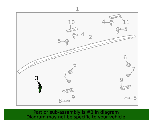 63451-0R080 - Roof Luggage Carrier Side Rail Clip - 2019-2024 Toyota ...