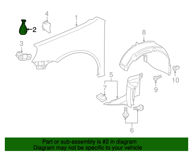 2010-2014 Volkswagen Fender Hardware Kit 1K0-898-625-A | vwpartscenter