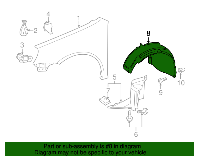 5K0-805-978 - OEM NEW 2010-2014 VW Volkswagen Golf Right Rear Fender ...