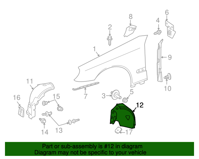 211-690-13-30 - Wheelhouse Liner 2003-2009 Mercedes-Benz | Mercedes ...