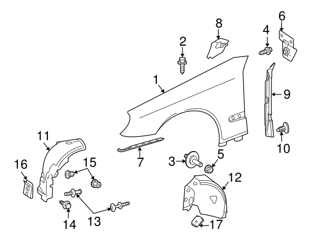 211-698-02-30 - Fender Splash Shield 2003-2009 Mercedes-Benz ...