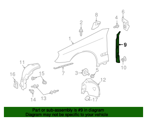 2003-2009 Mercedes-Benz Fender Seal 211-889-04-25 | AutoNationParts.com