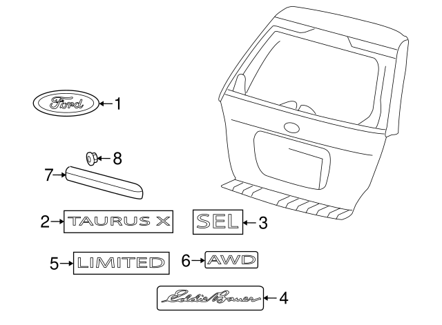 2008-2009 Ford Taurus X Applique 8F9Z-74402A30-AA | Ford Parts Catalog