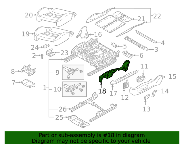 4K0-881-560-C - Seat Frame Trim Panel Bracket 2022-2023 Audi ...