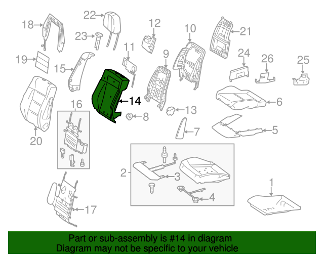 212-910-09-16 - Seat Back Cushion 2010-2018 Mercedes-Benz ...