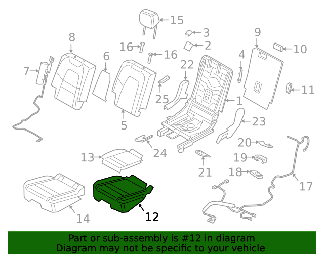 2020-2024 Porsche Cayenne Seat Cushion Pad 9Y3-885-376-B ...