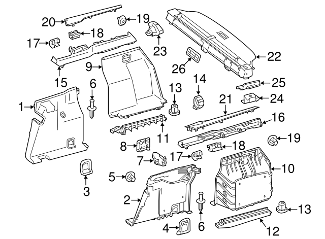 212-690-34-25-9051 - Interior Quarter Panel Trim Panel 2011-2016 ...