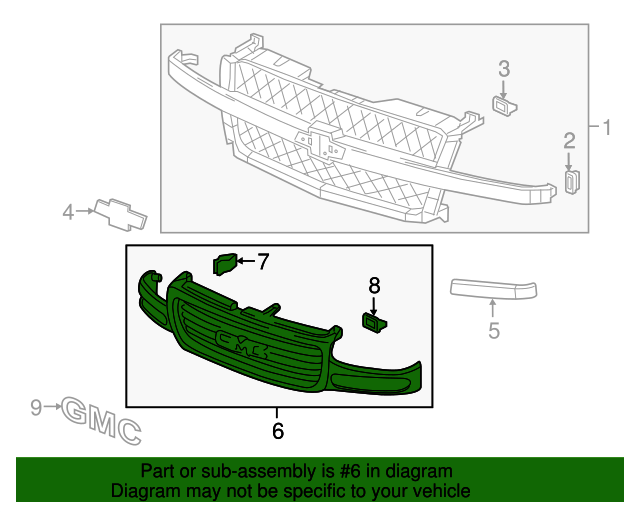 2003-2007 GM Bumper Grille 12335765 | GM Wholesale Direct