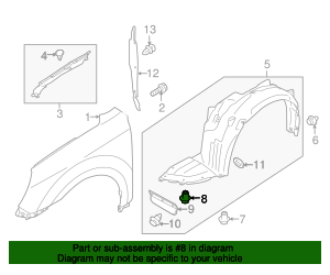 1990-2014 Subaru Fender Liner Rivet 59130AA000 | Subaru Parts Store