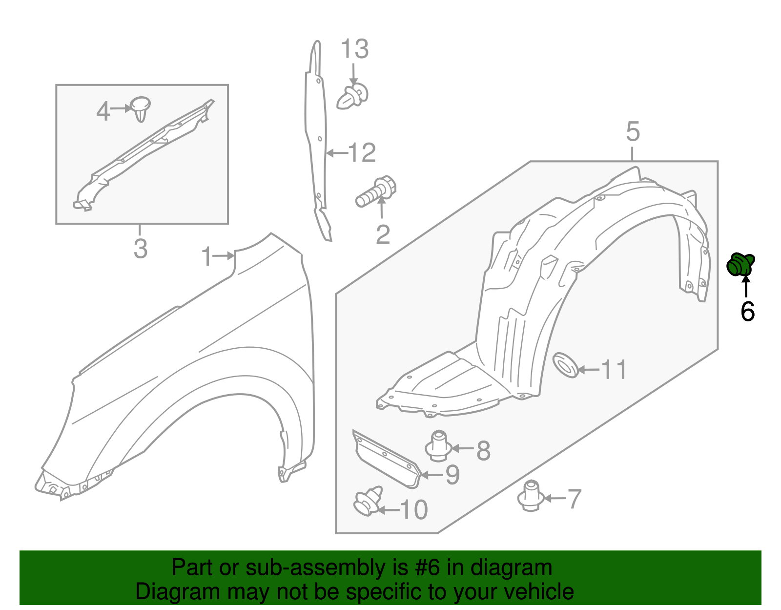 2000-2024 Subaru Fender Liner Clip 909130067 | Subaru Parts Guys