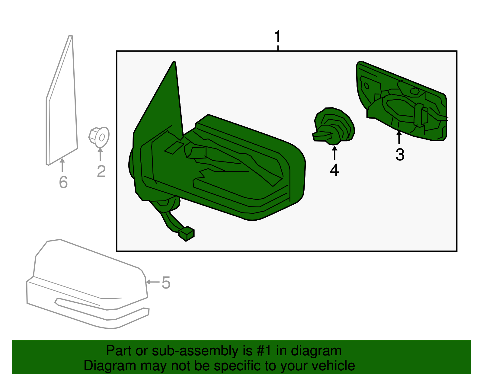 2016-2023 Nissan Mirror Assembly 96301-EZ40B | Bill Kay Nissan Parts