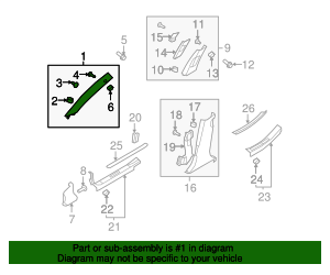 Hyundai - 85820-3M000-TX - Windshield Pillar Trim - 2009-2014 Hyundai ...