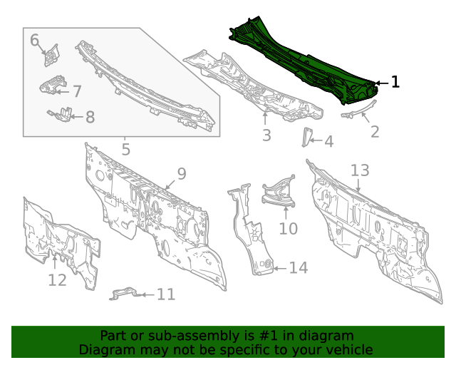 2021-2023 Toyota Sienna Cowl Cover 55708-08050 | Toyota Parts Center