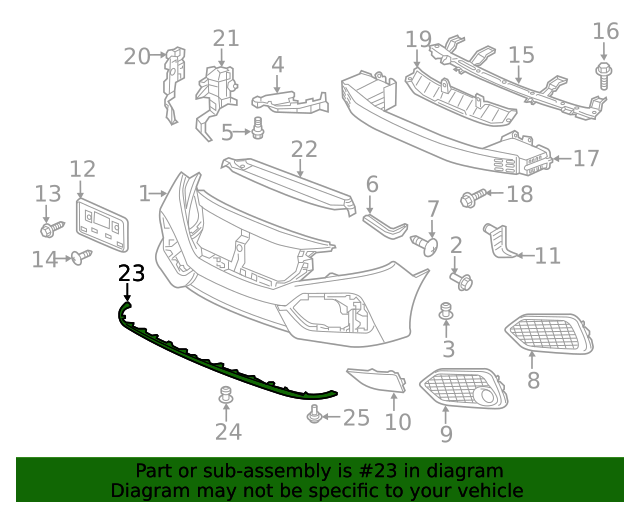 2017-2021 Honda Civic Lower Deflector 71110-TGG-A00 | Genuine Honda Parts