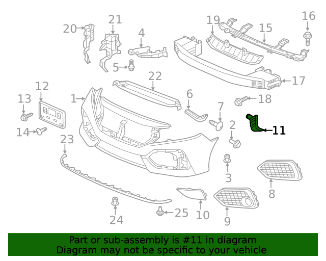 71116-TGG-A00 - Cover, L Front Fog Light - 2017-2020 Honda Civic ...