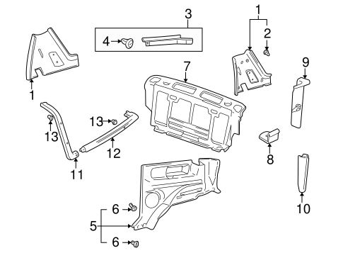 Interior Trim - Quarter Panels for 2000 Chevrolet Tracker | TascaParts.com