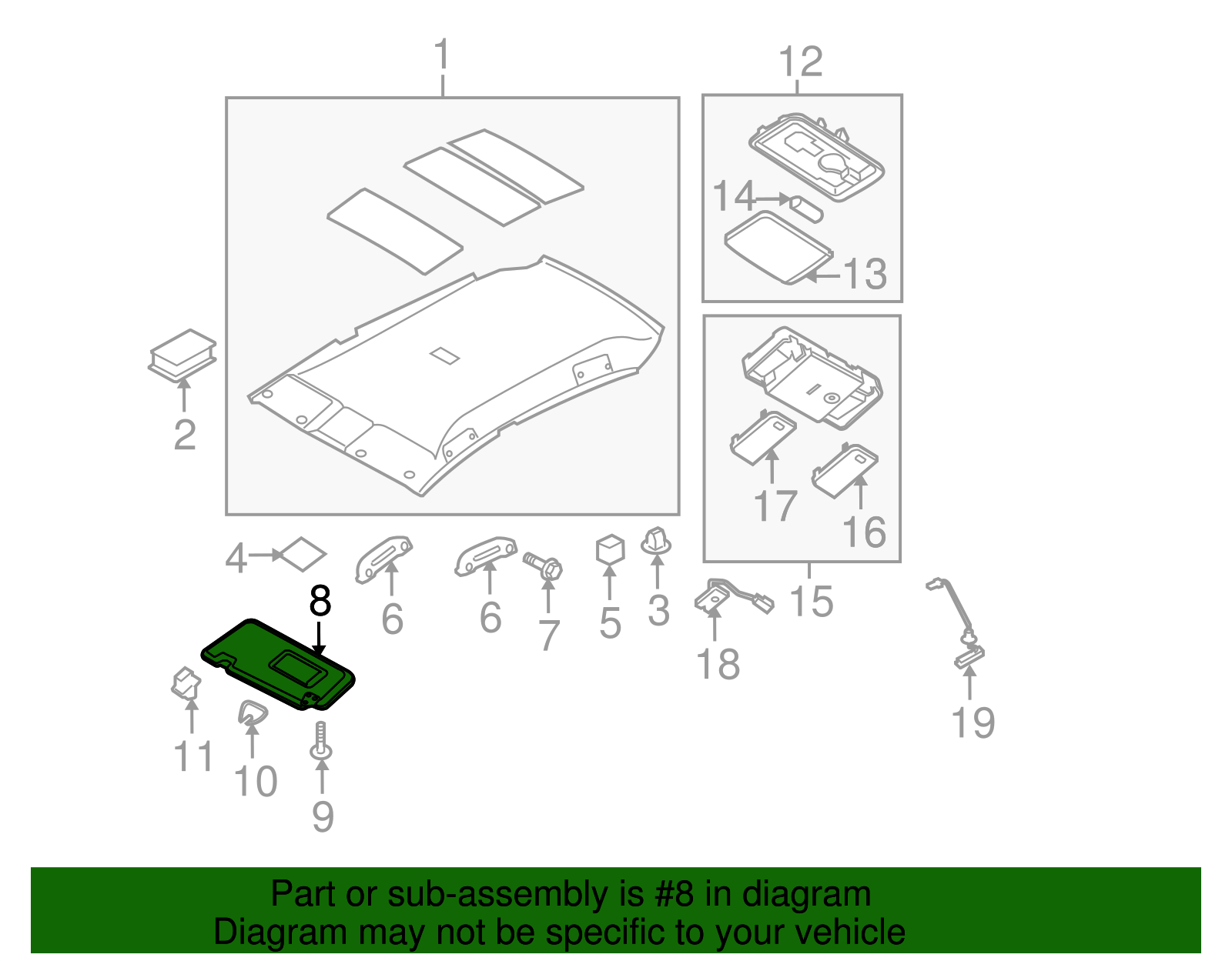2007-2012 Nissan Versa Sun-Visor 96400-EM21A | Bill Kay Nissan Parts