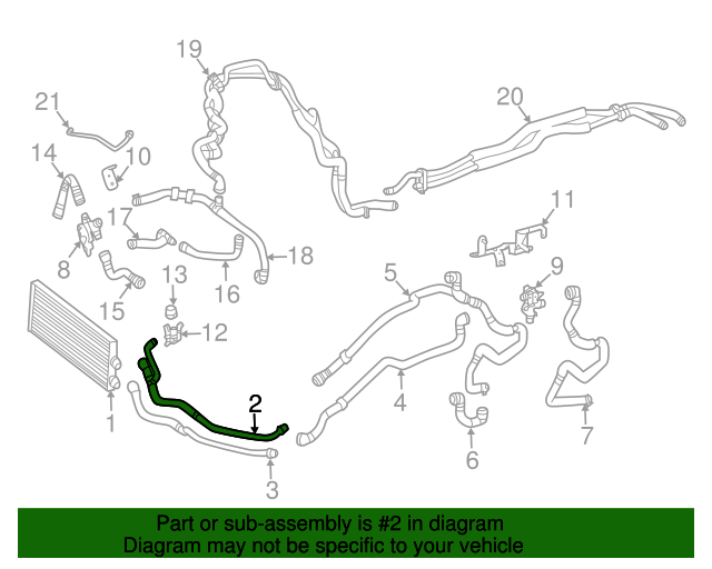 166-500-96-75 - Radiator Coolant Hose 2016-2018 Mercedes-Benz GLE 550e ...