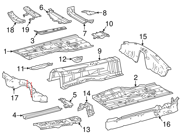 57653-30151 - Floor Pan Crossmember 2013-2024 Lexus | AutoNationParts.com