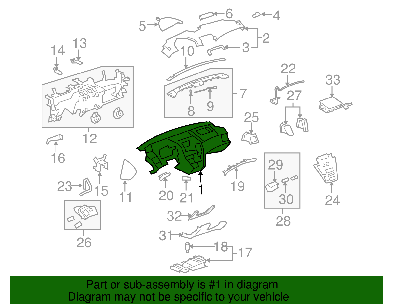 20989096 - Light Titanium Instrument Panel Lower Trim Panel 2009-2014 ...