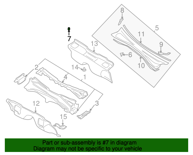 2002-2008 Subaru Cowl Grille Clip 909130026 | Subaru Parts Guys