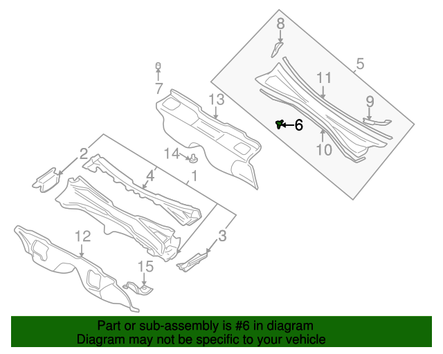 2005-2007 Subaru Impreza Cowl Grille Clip 909140045 | TascaParts.com