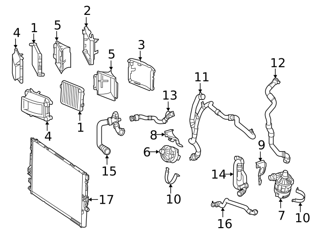 205-501-94-82 - Radiator Coolant Hose 2015-2023 Mercedes-Benz ...