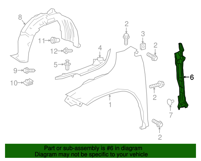53882-0E070 - Fender Insulator 2016-2022 Lexus | AutoNationParts.com