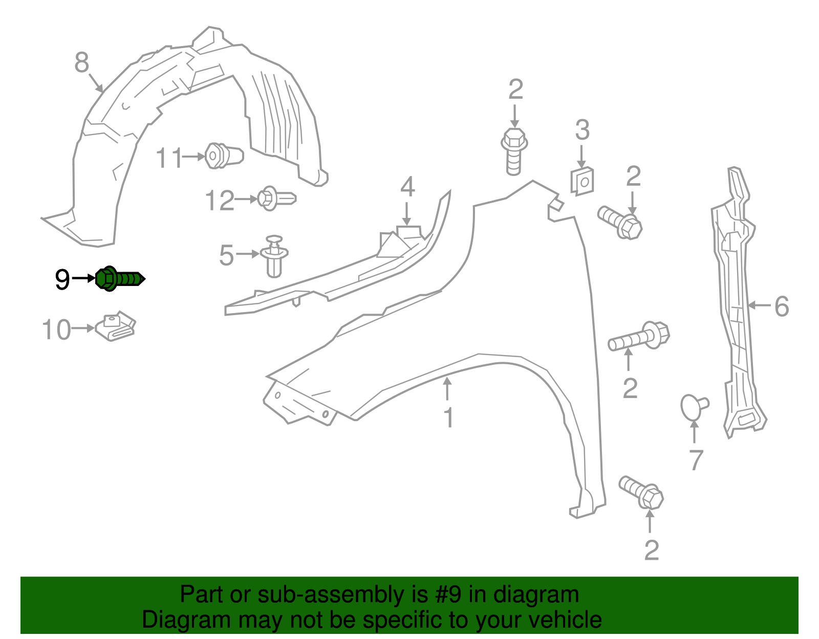 90080-15091 - 1999-2022 Lexus - Radiator Support Splash Shield Screw ...