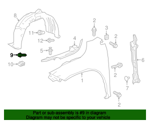 1999-2022 Lexus Radiator Support Splash Shield Screw 90080-15091 ...