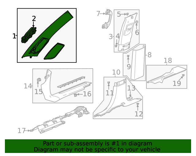 2021-2022 Cadillac Windshield Pillar Trim 84754817 | GMPartsDirect.com