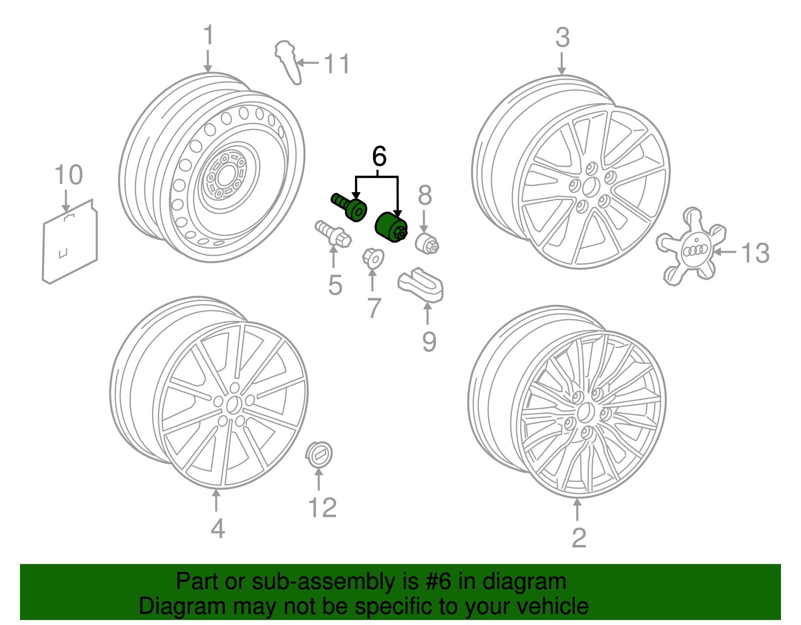 2013-2024 Audi Wheel Bolt 4F0-698-139-C-811 | Audi OEM Parts Guy