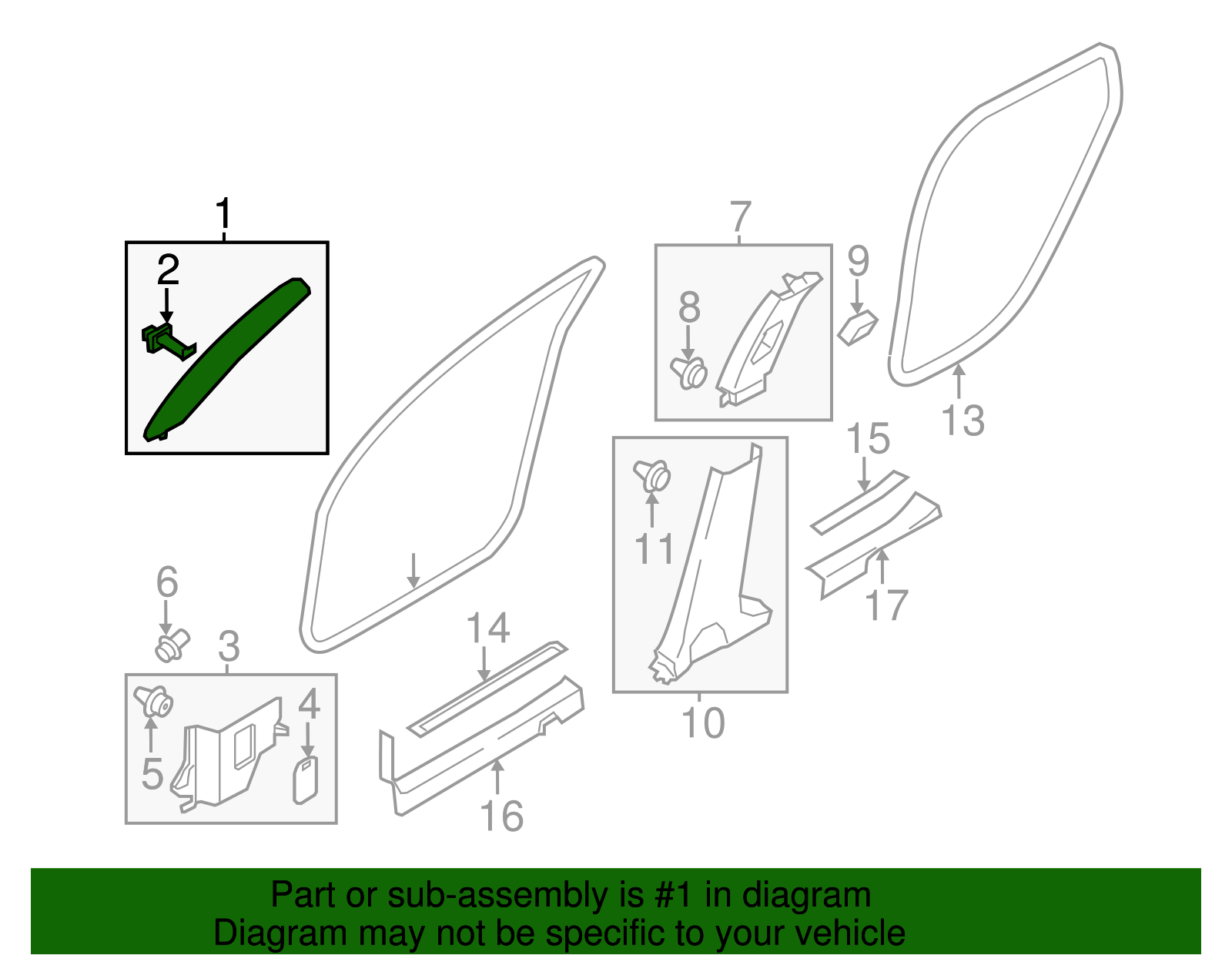 2017-2019 Infiniti Windshield Pillar Trim 769126AU0B | INFINITI Canada Parts & Accessories Online