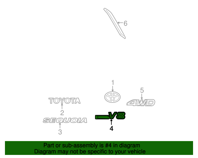 2001-2007 Toyota Sequoia Nameplate 75443-34010 | OEM Parts Online