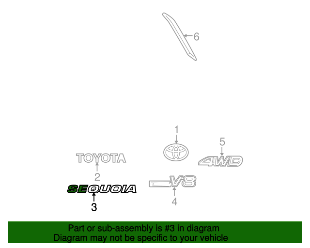 2001-2007 Toyota Sequoia Nameplate 75471-0C020 | OEM Parts Online