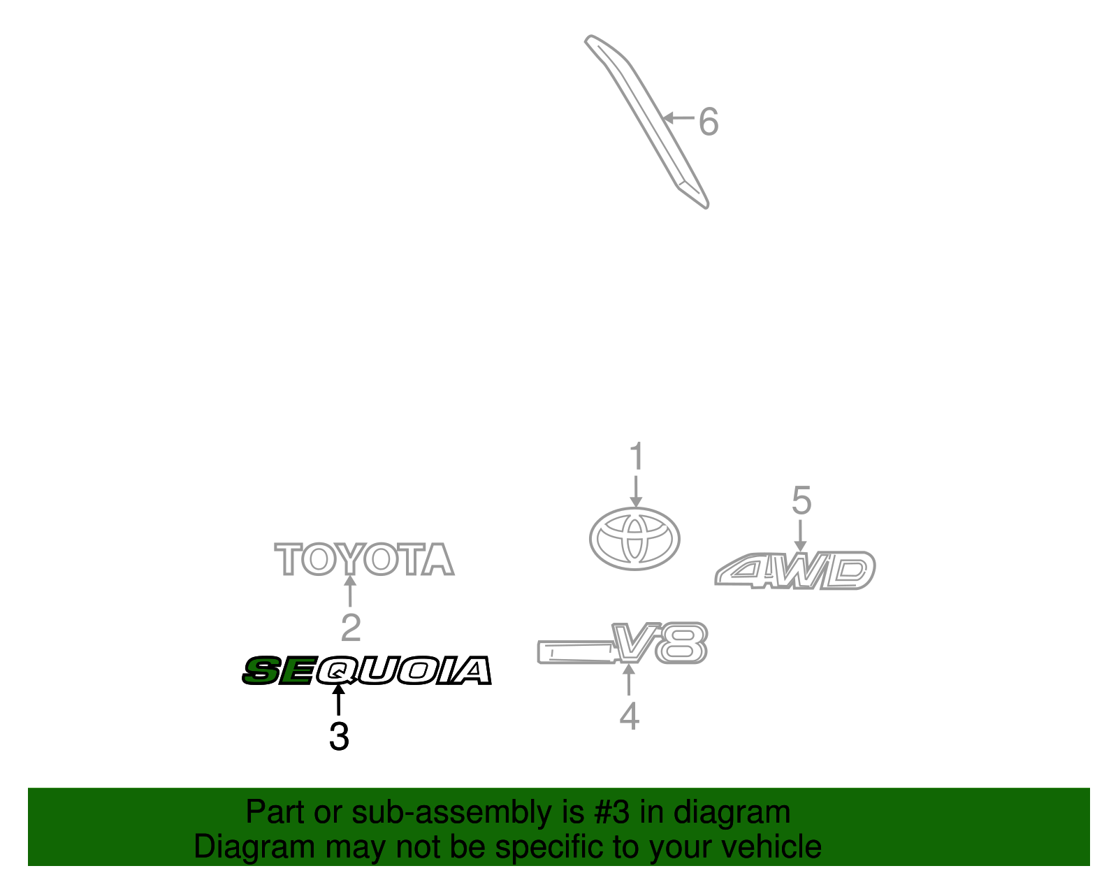 2001-2007 Toyota Sequoia Nameplate 75471-0C020 | OEM Parts Online