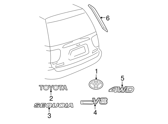 2001-2007 Toyota Sequoia Nameplate 75443-34010 | OEM Parts Online