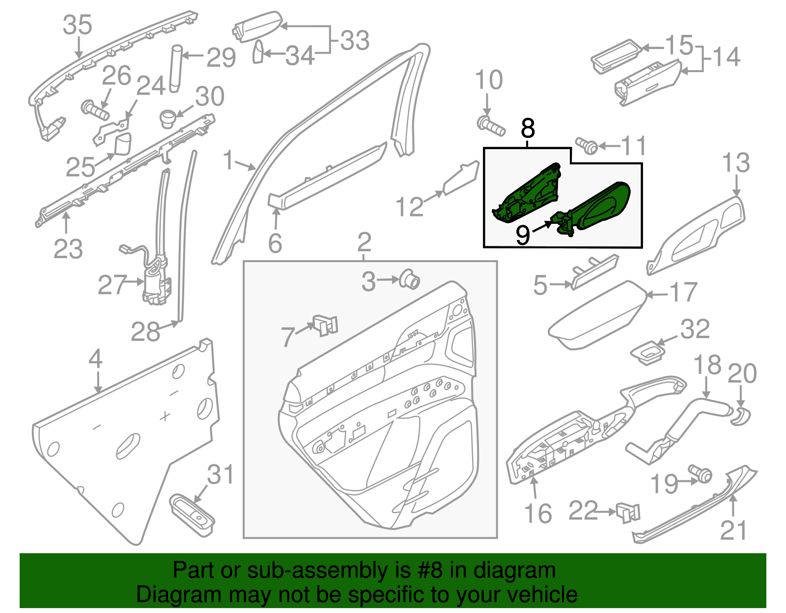 Genuine Handle, Inside for 2011-2018 Porsche Cayenne Part# 958-555-019 ...