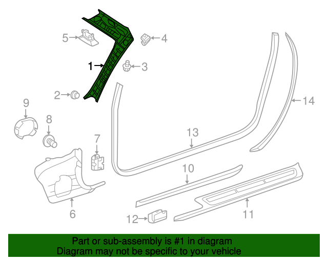 172-690-12-00-9H23 - Pillar Trim 2017-2020 Mercedes-Benz | Mercedes ...