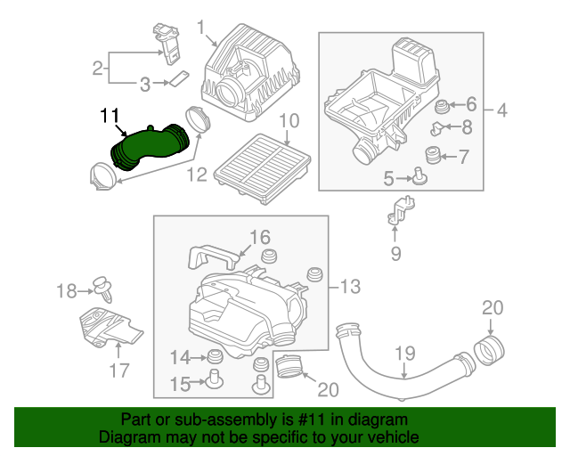17228-RW0-A00 - Engine Air Intake Hose 2012-2015 Honda Civic | Toronto ...