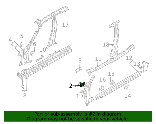 2022-2024 Audi e-tron GT Outer Reinforced Reinforcement 9J1-809-203-Y ...